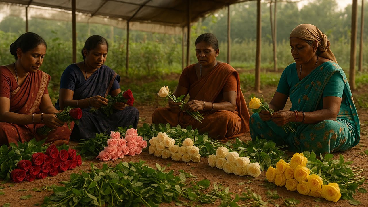 Taj Mahal Red Rose Farming, Harvesting & Packing For Export - YouTube