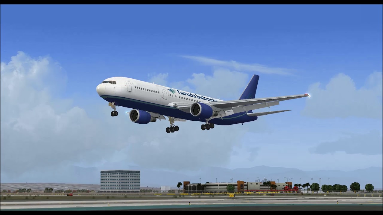 BOEING 767 300ER GARUDA INDONESIA LANDING AT LOS ANGELES INTL AIRPORT ...