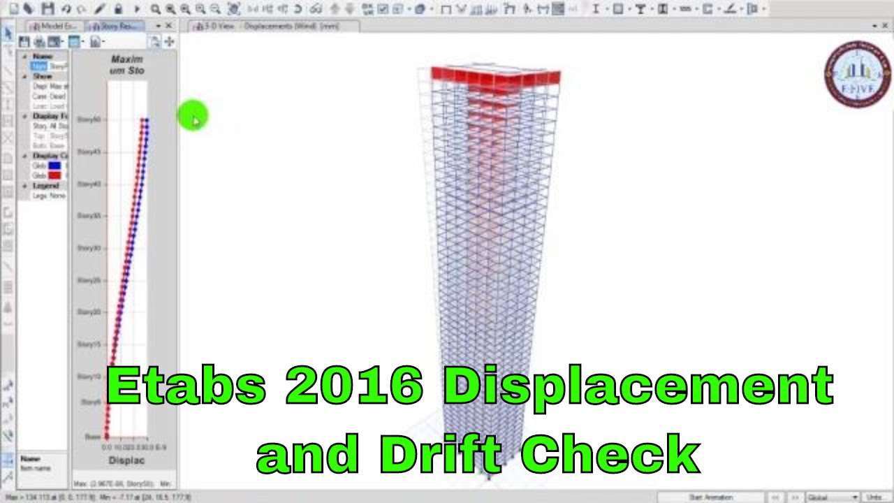 ETABS 2016 - Displacement - Drift Check - YouTube
