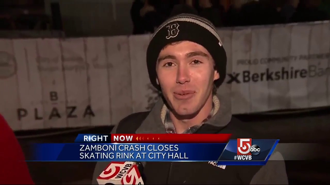 Zamboni crash closes rink at Boston Winter - YouTube