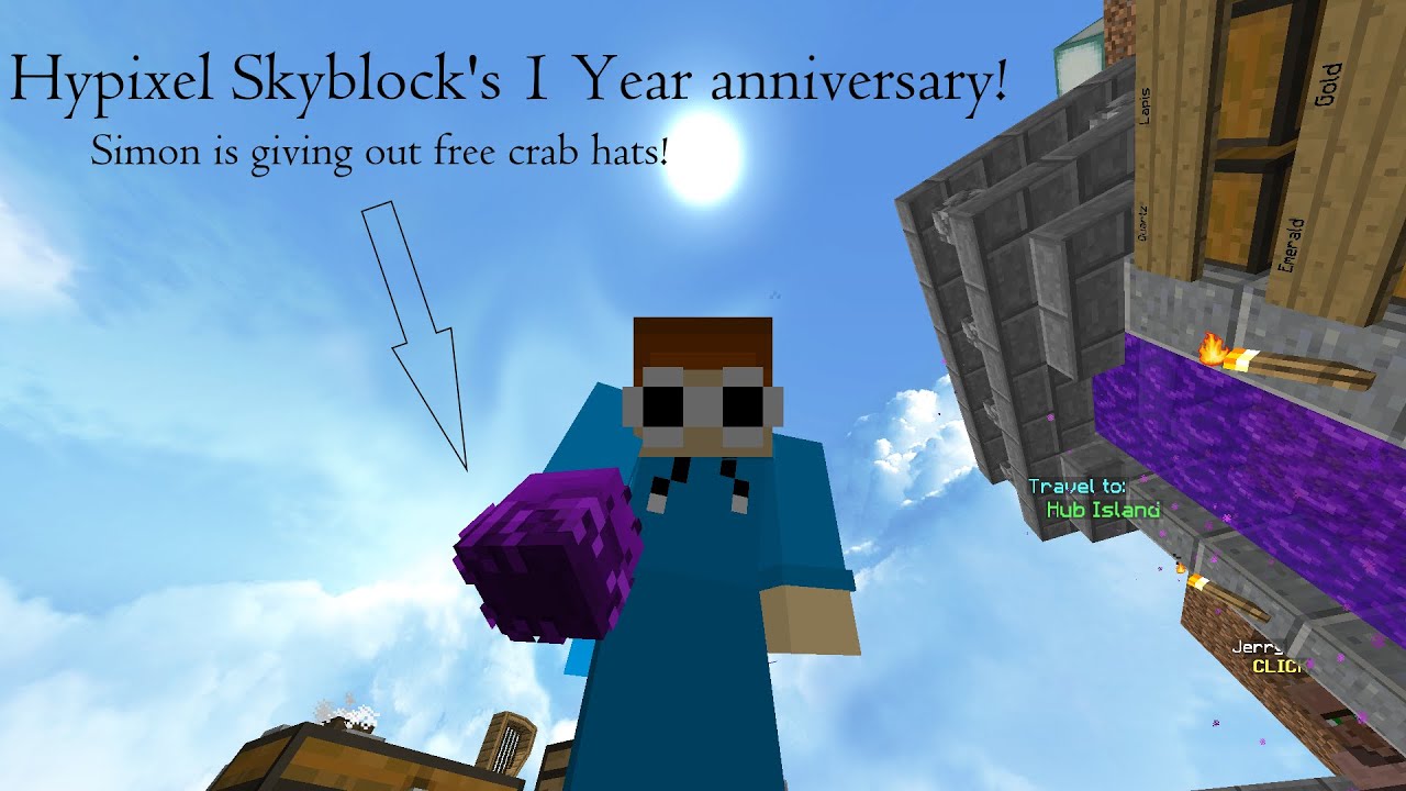 HYPIXEL SKYBLOCK'S 1 YEAR ANNIVERSARY! New "Party Time!" Event! Simon is giving out free crab ...