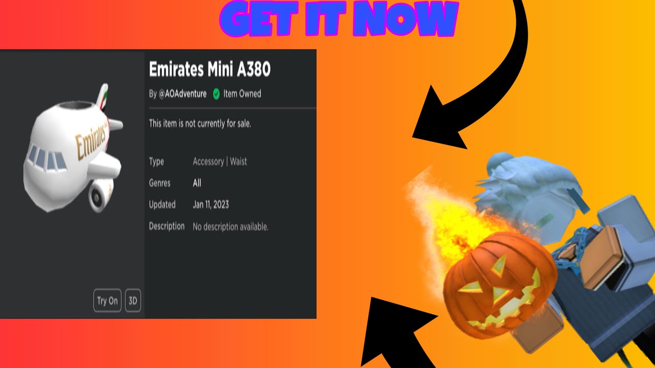 FREE ITEM HOW TO GET Emirates Mini A380 (roblox event) - YouTube