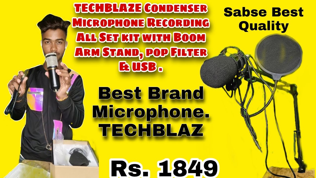 TECHBLAZE Condenser Microphone Recording (Unboxing) All Set. - YouTube