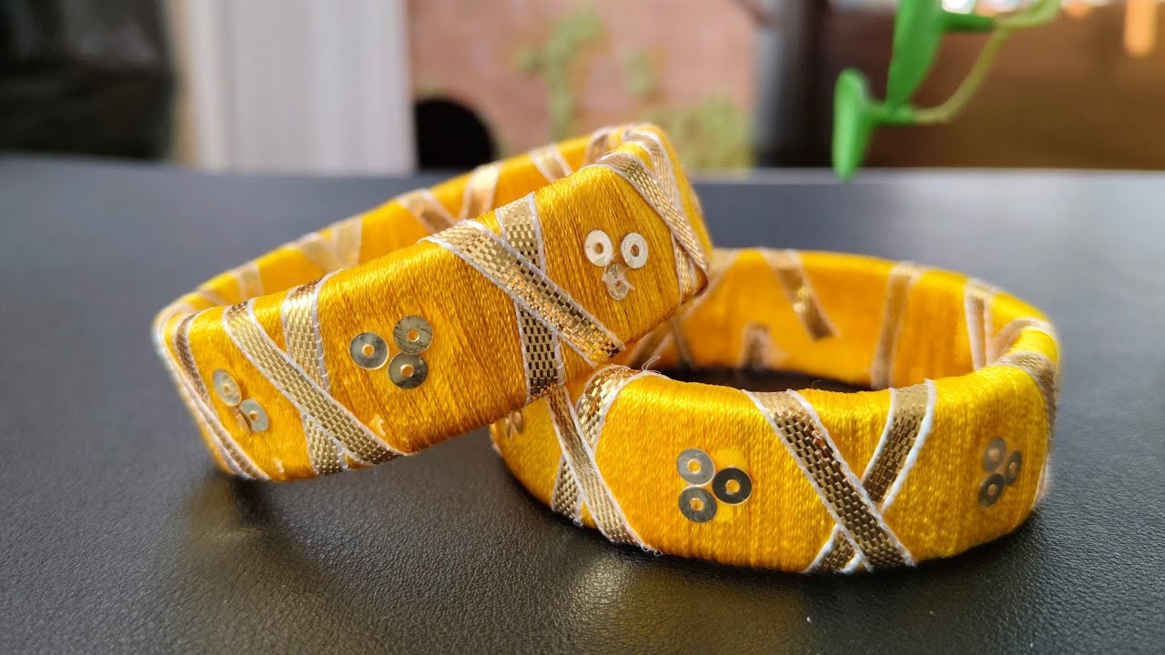 DIY Yellow Silk Thread Bangles. How to make bangles? - YouTube