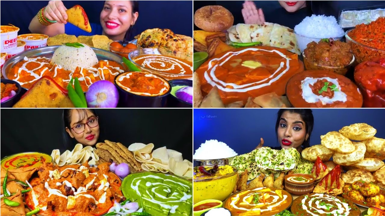 Asmr Eating Veg & Nonveg Food🤤butter chicken butter paneer dal makhani ...