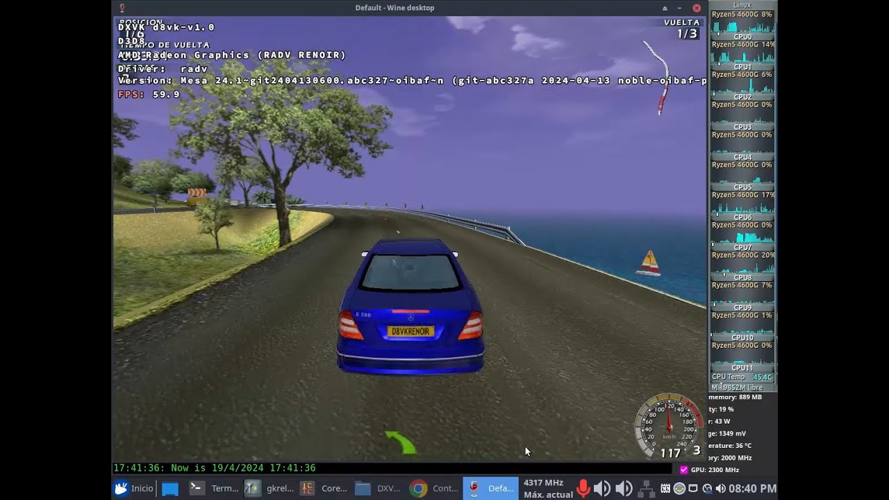 World Racing 1 D8VK Test 60fps VA-API x64 + Sound (Ryzen 5 4600G ...