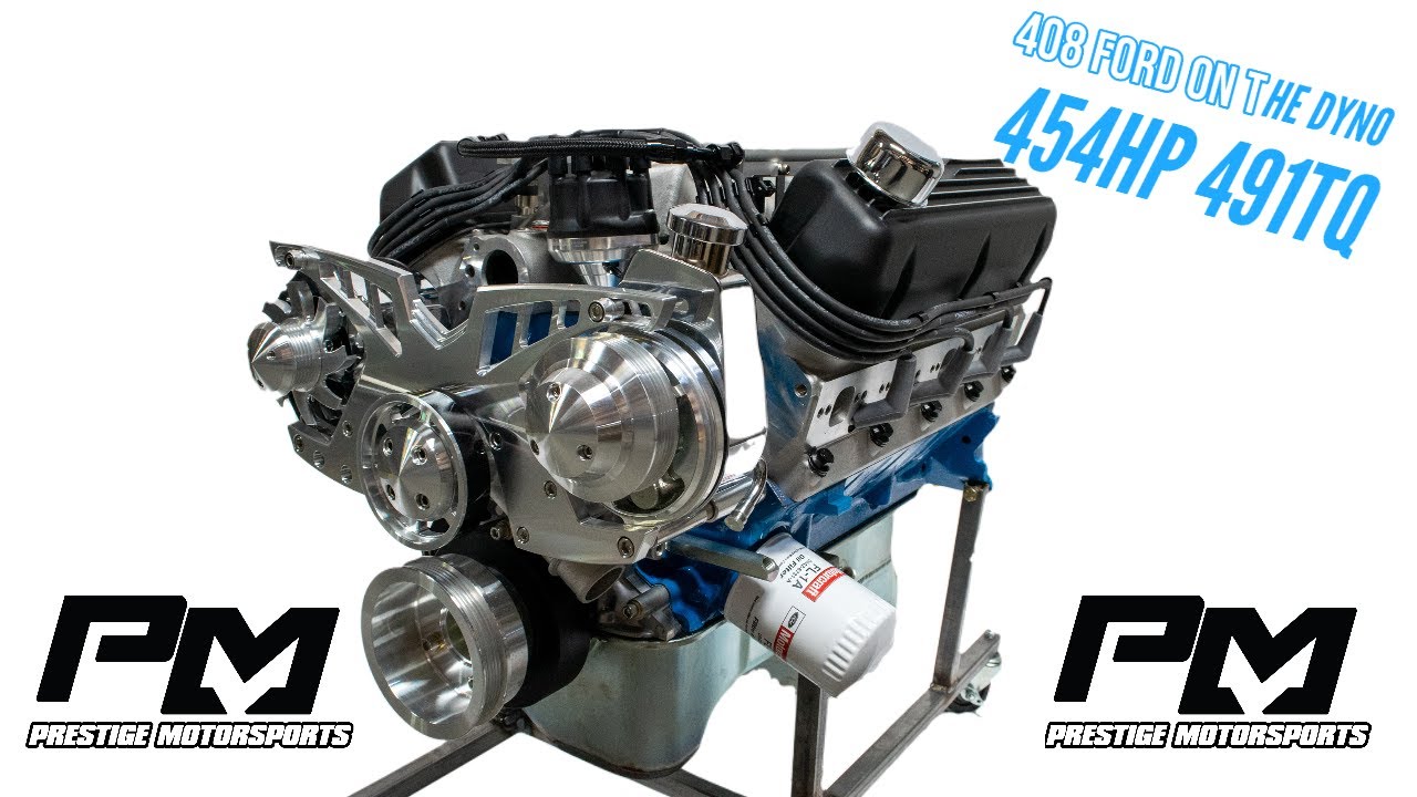 Steve's 408 Windsor Ford on the Dyno at Prestige - 454HP 491TQ - YouTube