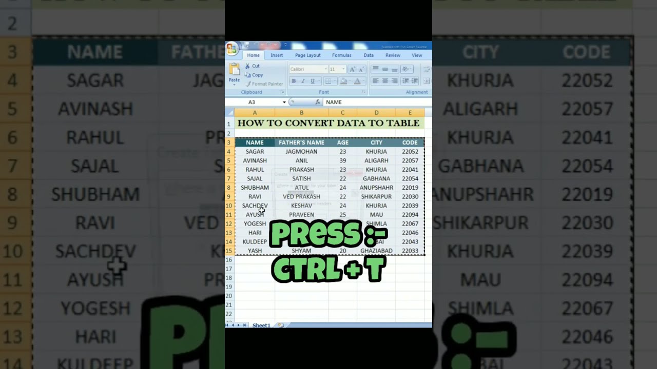 How To Convert Data To Table In Excel shorts excel excelshortcutkeys How To Convert Data To Table In Excel shorts excel excelshortcutkeys