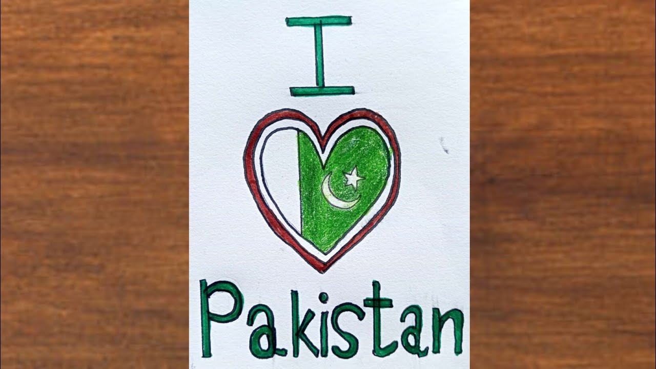 I love Pakistan drawing tutorial / Easy Flag drawing for beginners / 14 ...
