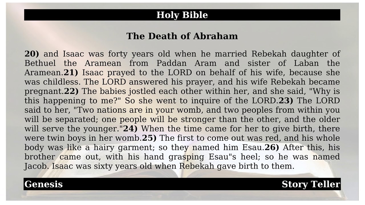 Genesis - Chapter 25 - The Death of Abraham | The Holy Bible - YouTube