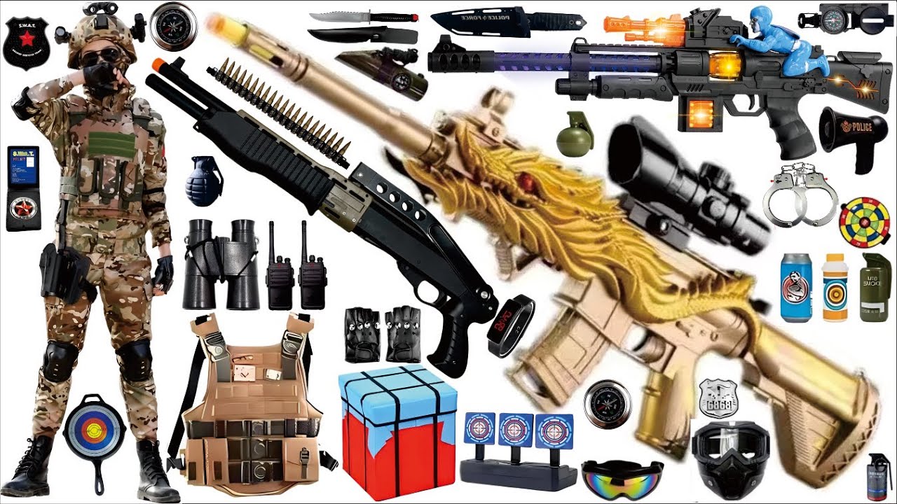 Mystery box unboxing, SWAT gear unboxing, M4 electric carbine, musket ...