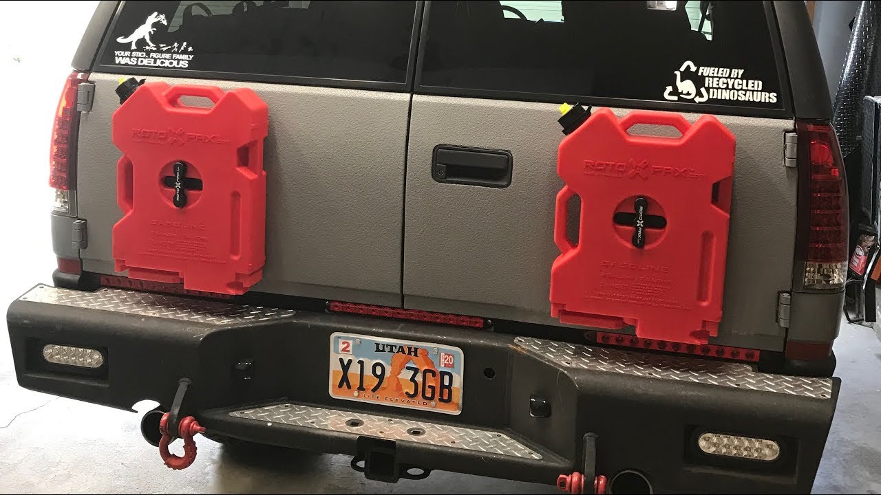 20190612 Rotopax Fuel Cans on a Suburban - YouTube