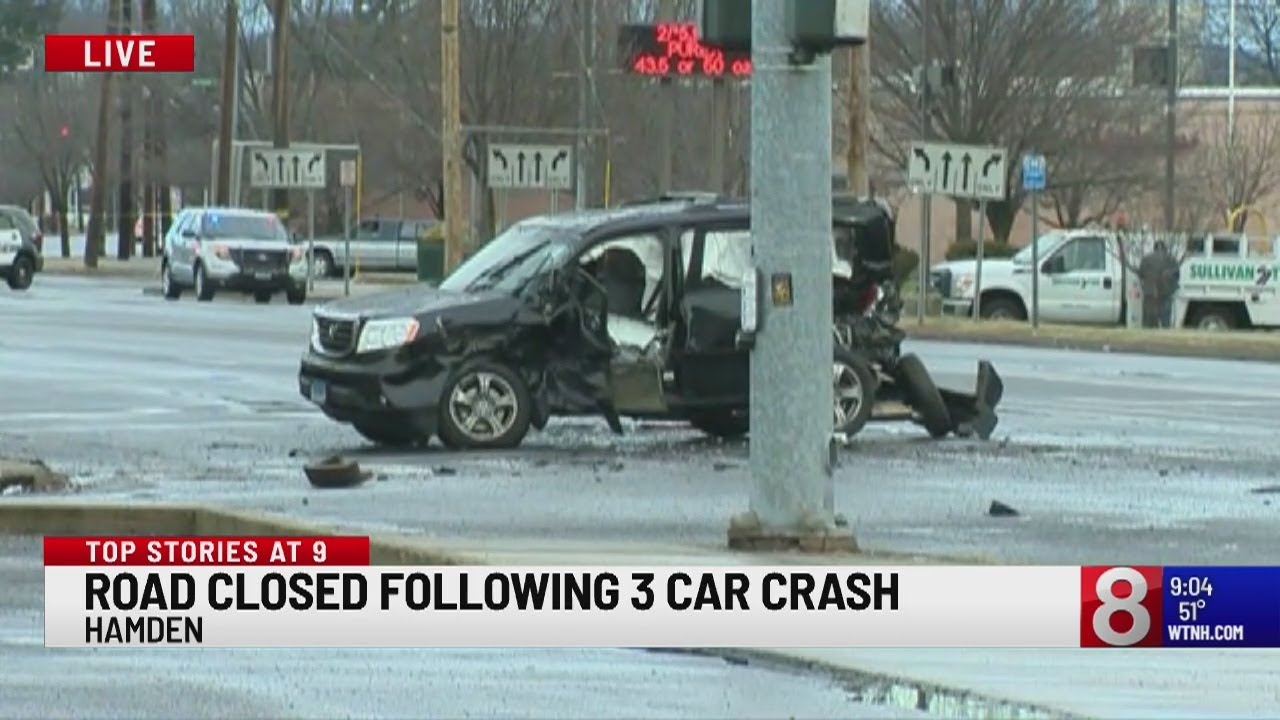 Multi-vehicle accident blocks Dixwell Avenue in Hamden - YouTube