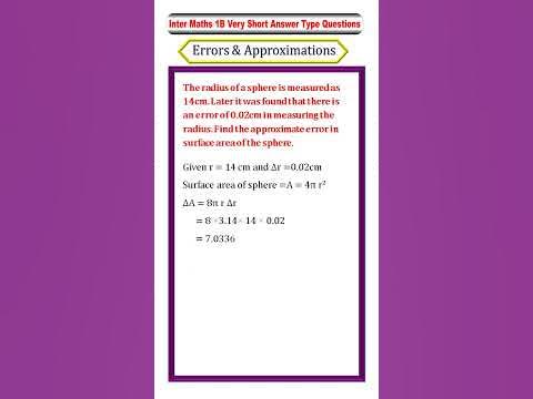 Errors & Approximations vsaq's PART - 1|Maths 1B|| junior intermediate maths 1a important ...