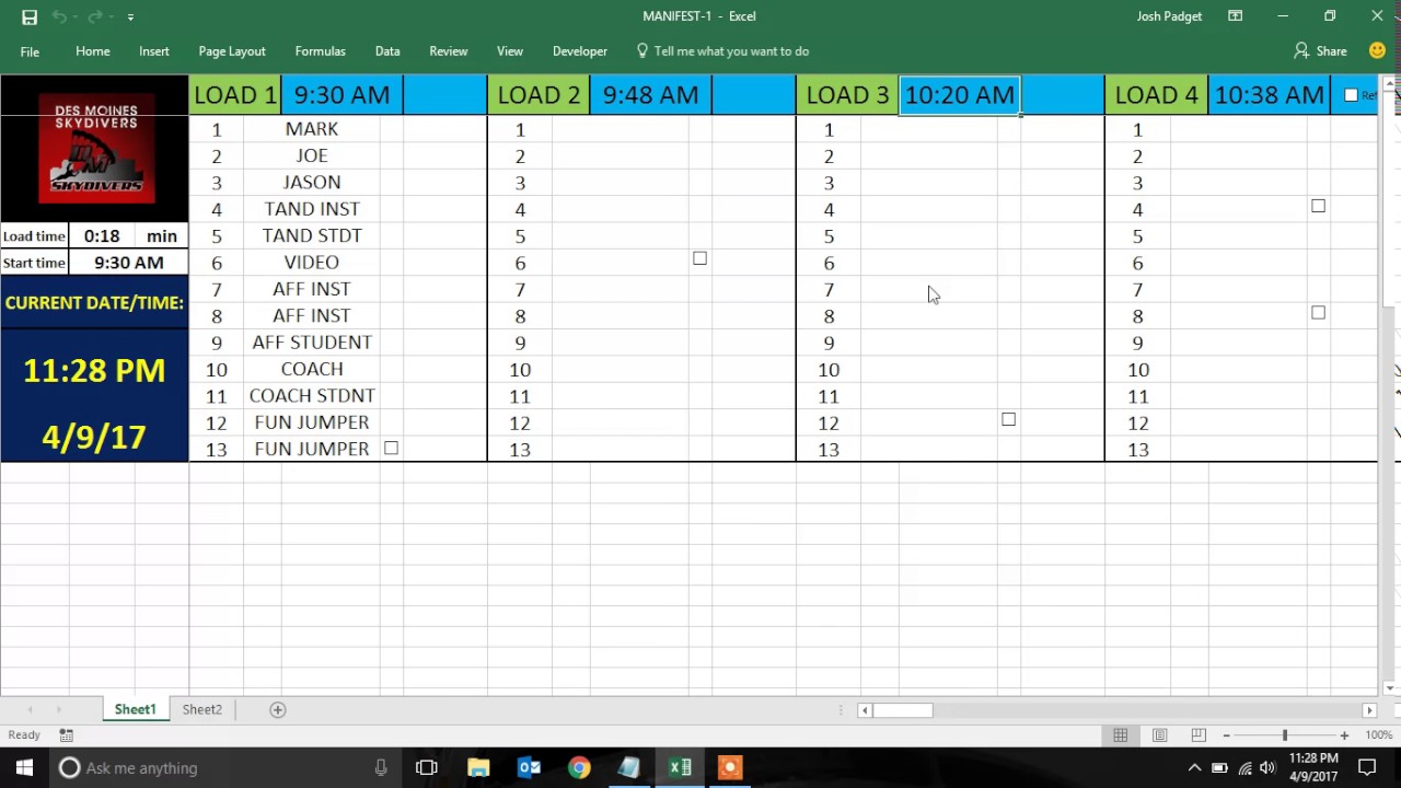 NEW MANIFEST SPREADSHEET - YouTube