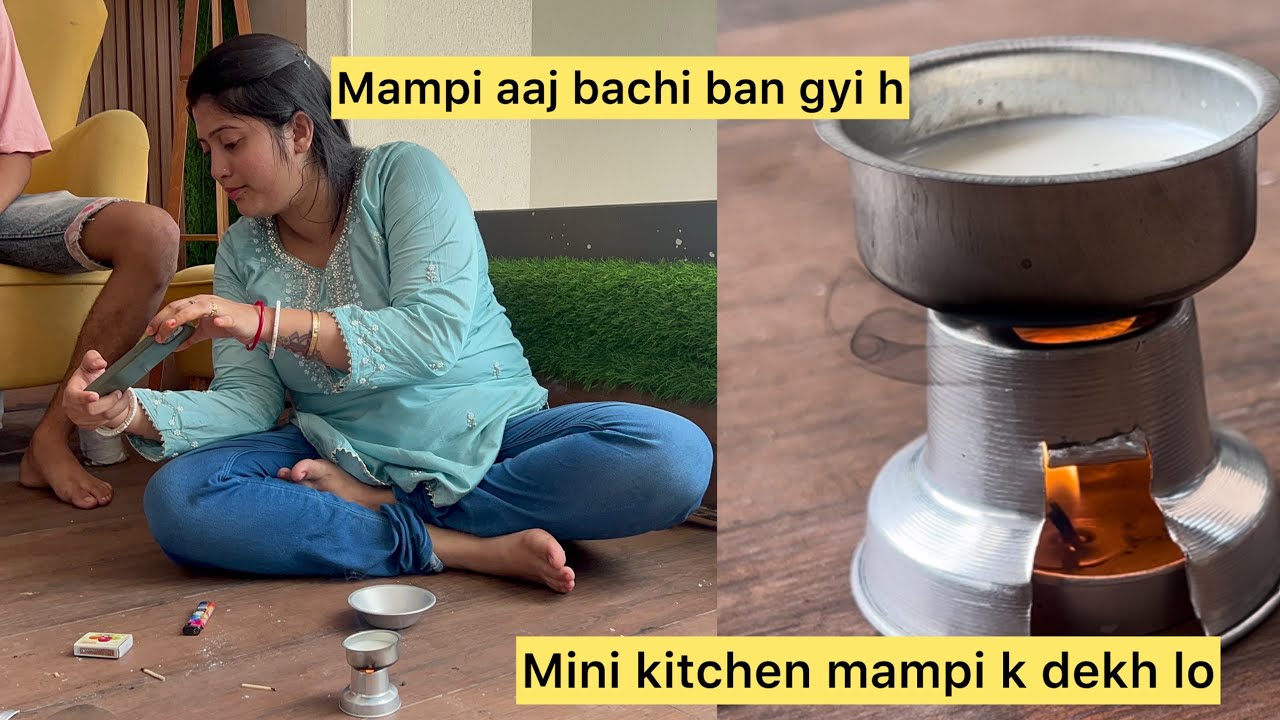 Mampi k mini kitchen ☺️Myra k liye mampi n kitna acha mini kitchen ...