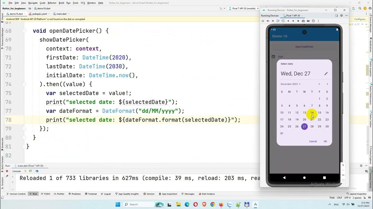 Flutter Tutorial for Beginners - Part 12 - DatePicker - YouTube