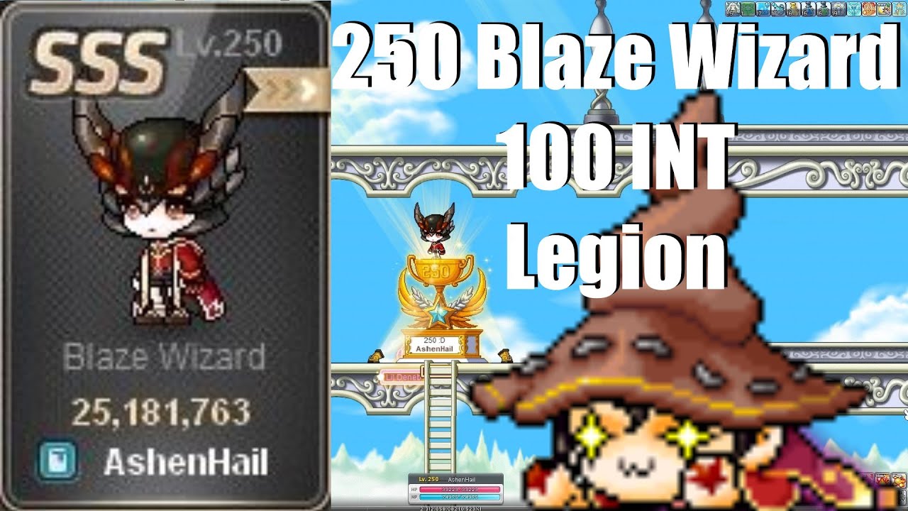 [Maplestory GMS Reboot] 250 Blaze Wizard Legion (100 INT) - YouTube