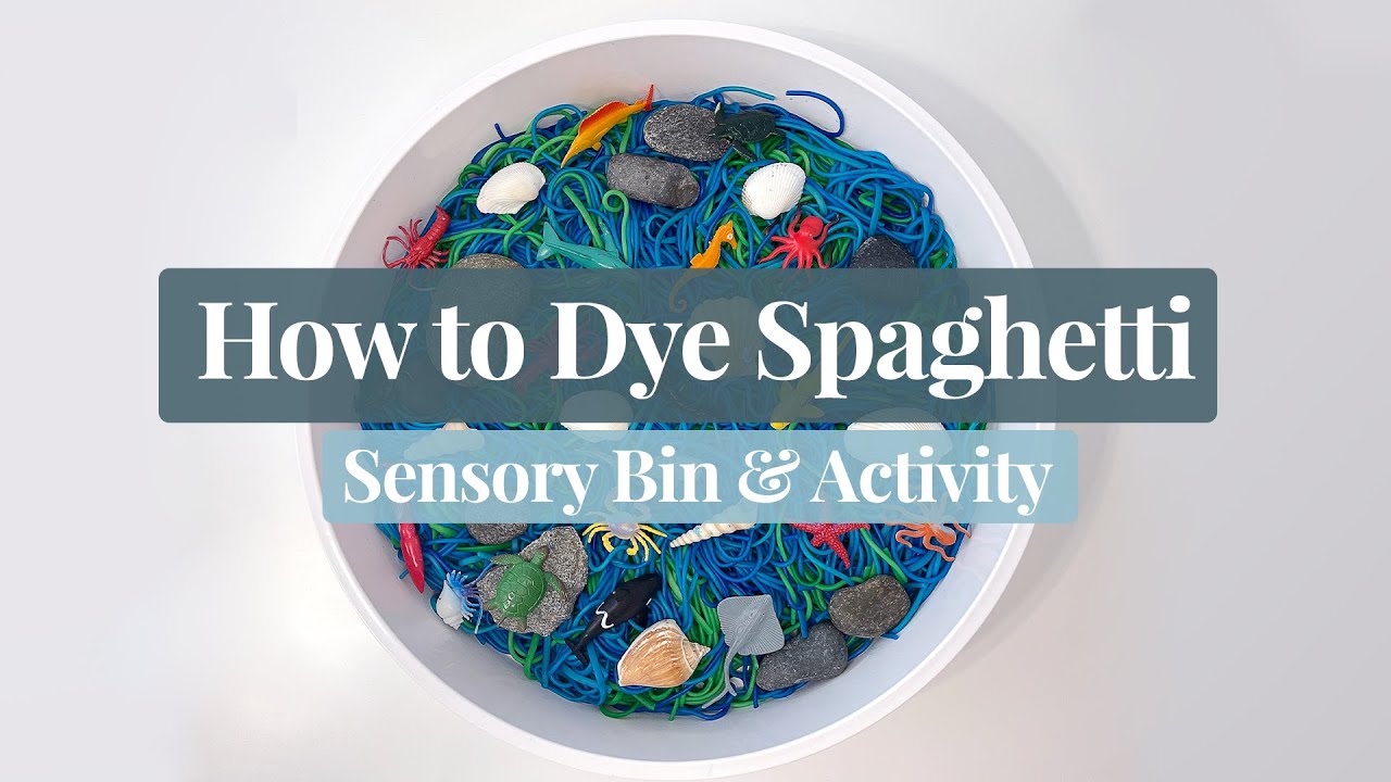 How to Dye Spaghetti Pasta | For Sensory Bins and Toddler Activities ...