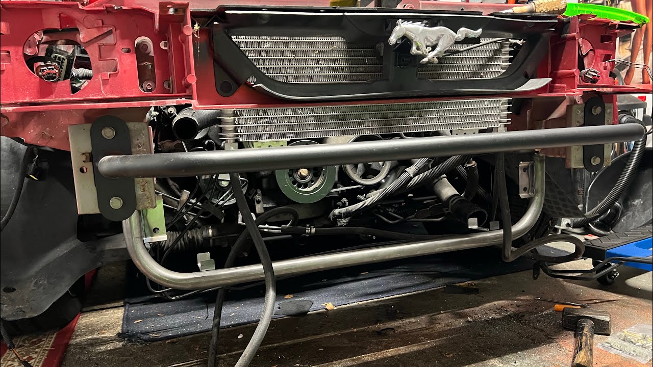 Mustang Motion Raceworks chromoly tubular radiator support install ...