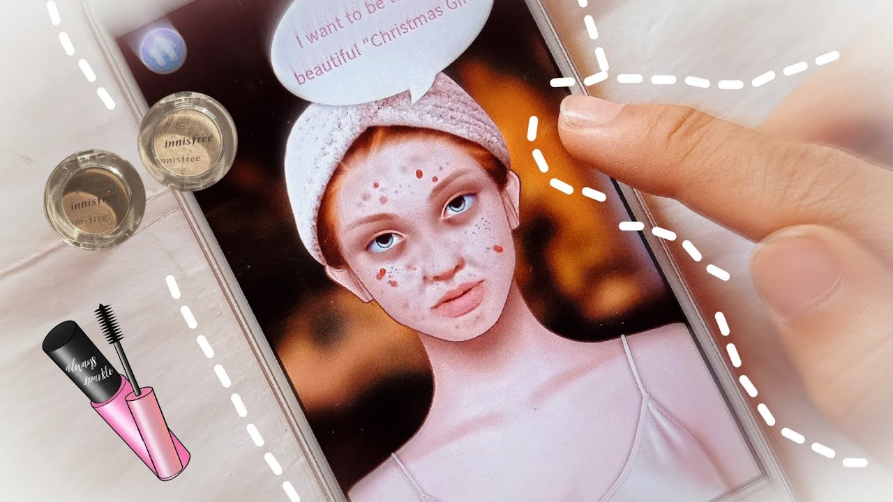 Girl makeup makeover skincare routine with mobile gameplay - YouTube