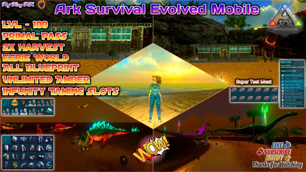 ARK: Mobile 3.0 New Eerie World Save Data 📂 Primal Pass🔥Super Test Meat ...