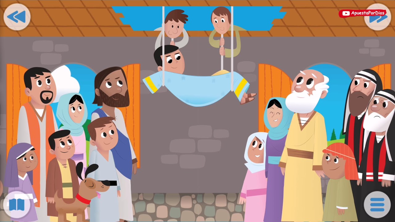JESÚS CURA A UN PARALÍTICO 👨‍🦼 | Biblia para niños | A través del techo ...