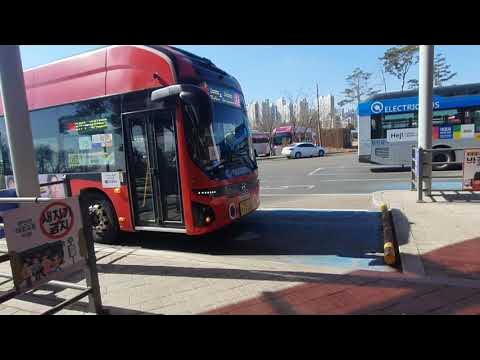 (세종시/BRT) 현대자동차 일렉시티 굴절 전기 초저상버스 EV 2021년 2월식 세종도시교통공사 1512호 B6번 승ㆍ하차 영상 (촬영일:2월 19일) - YouTube