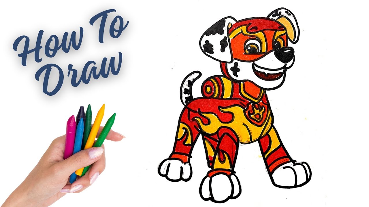How to draw Marshall | Paw Patrol Mighty Movie | Easy drawing - YouTube