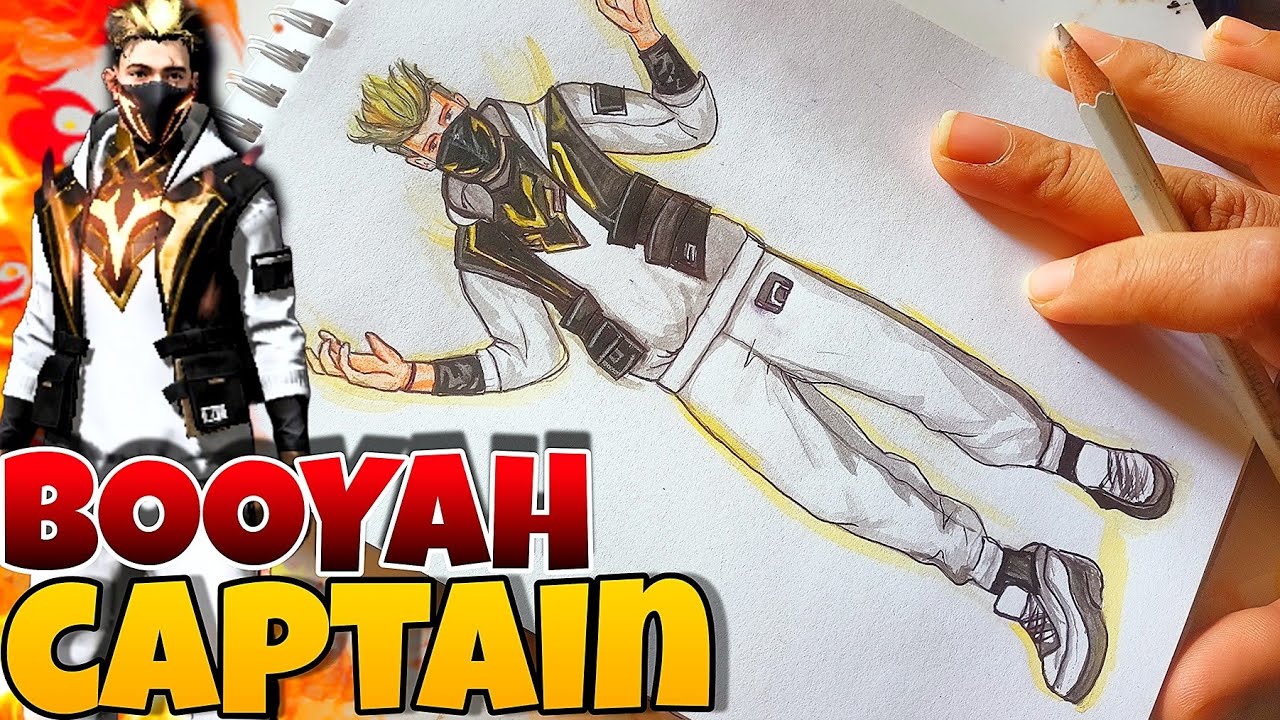 FREE FIRE DRAWING || BOOYAH ON MY WAY || BOOYAH CAPTAIN BUNDLE DRAWING ...