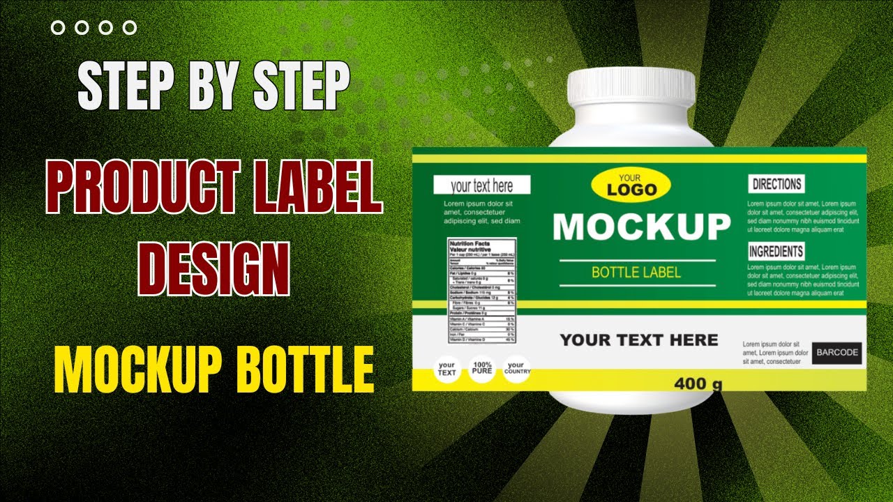 Mockup Green Bottle Label Packaging Design | Illustrator | Graphic ...