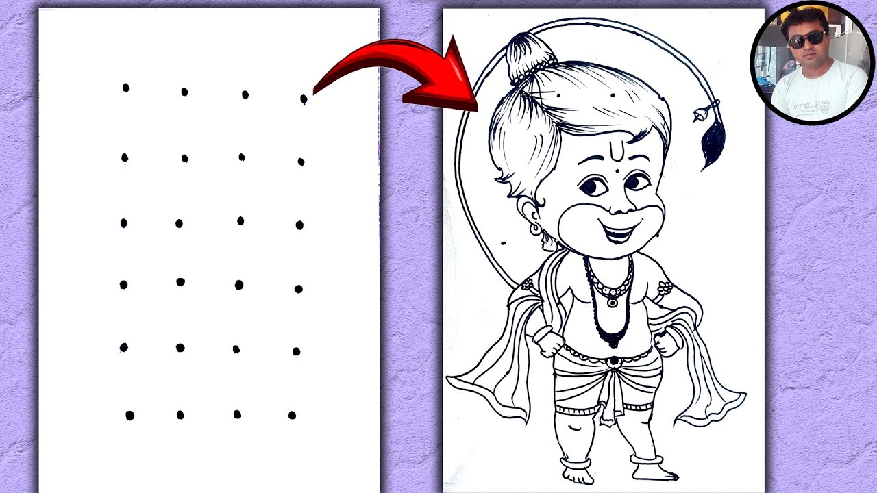 Hanuman Ji Drawing With Dots | Drawing Tutorial | By Kailash Prajapati ...