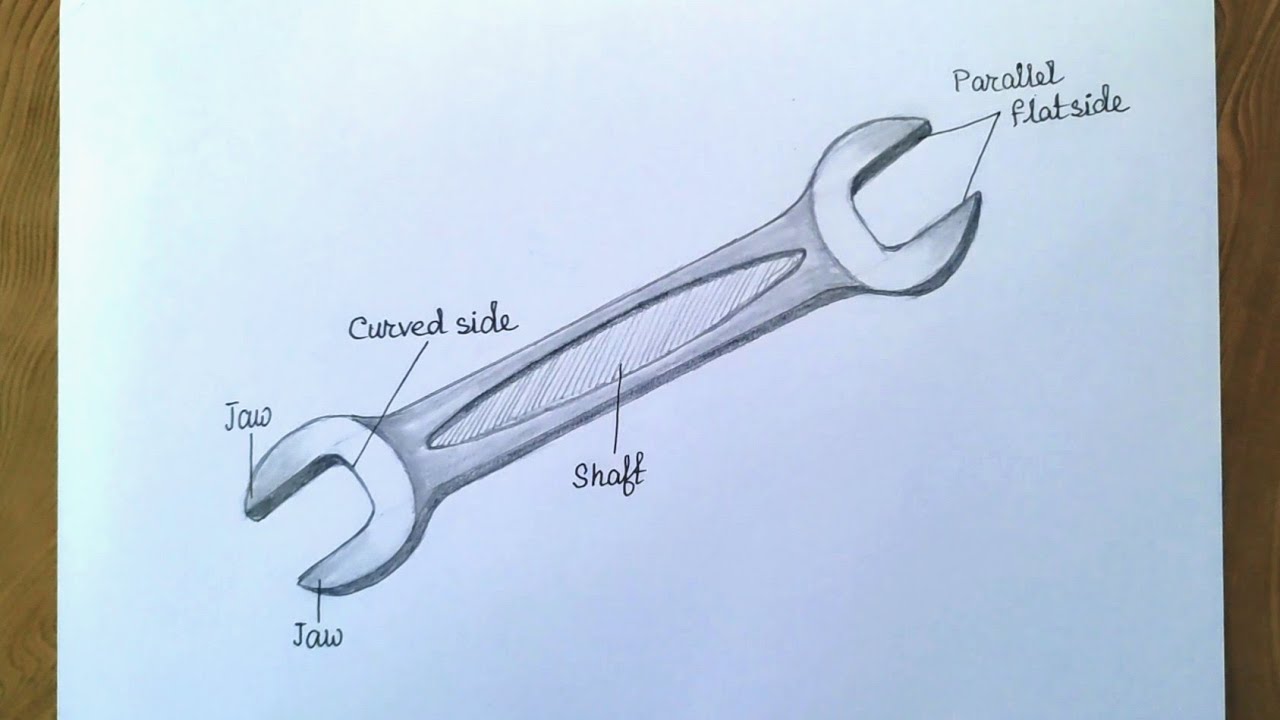Double Ended Spanner Drawing How To Draw Spanner ITI Diagram YouTube