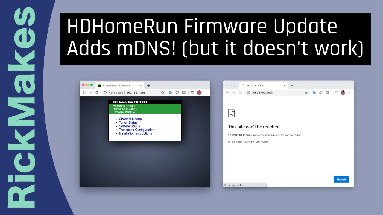 HDHomeRun Firmware Update Adds mDNS! (but it doesn't work) - YouTube
