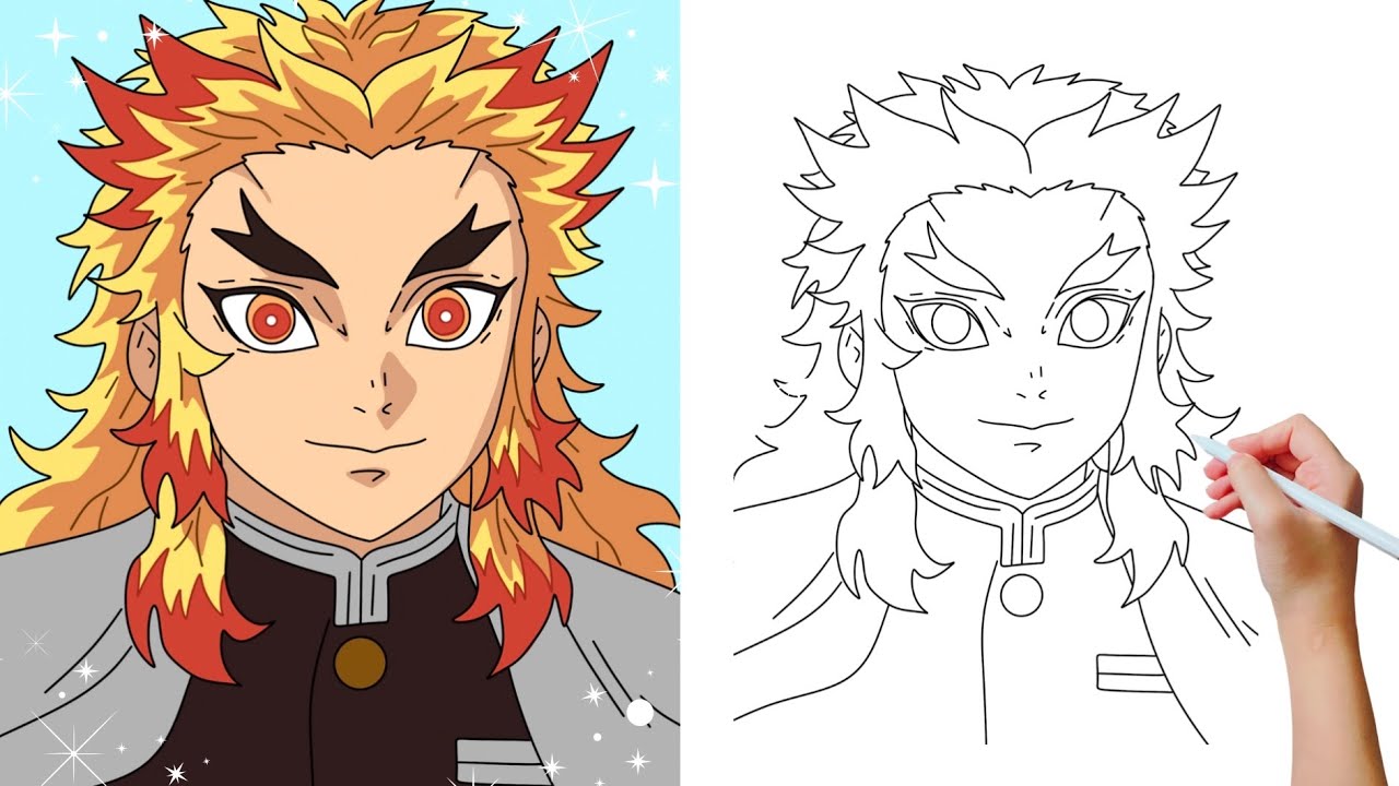 Drawing Rengoku Kyojuro from Demon Slayer! Step by Step Tutorial - YouTube
