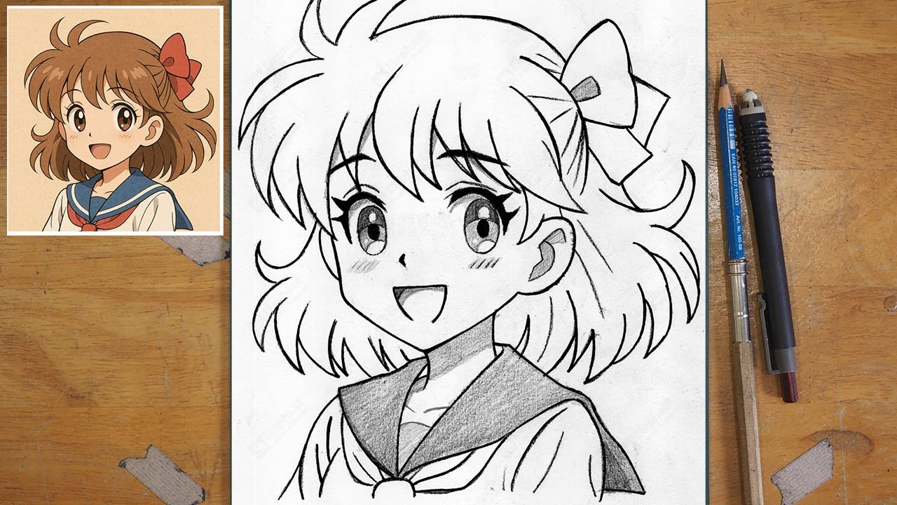 How to Draw a Cute Anime Girl | Step by Step Drawing Tutorial for ...