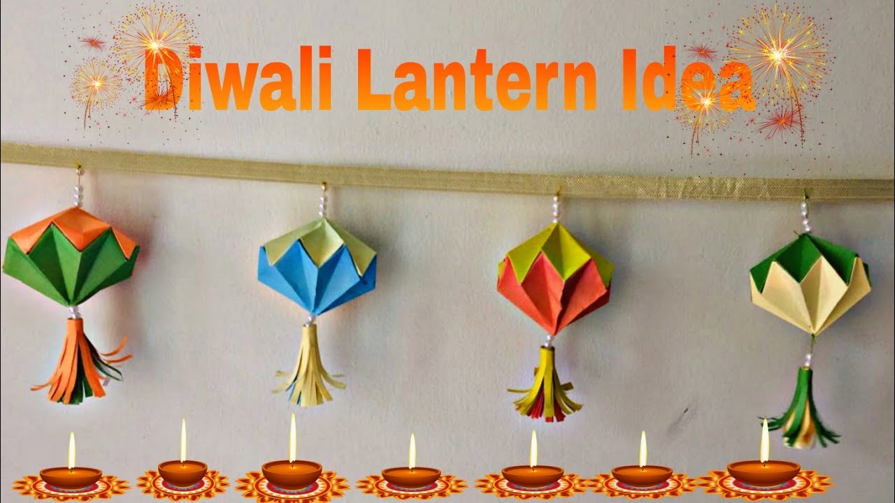 Easy Diwali paper lantern make at home | Diwali decoration ideas | wall ...