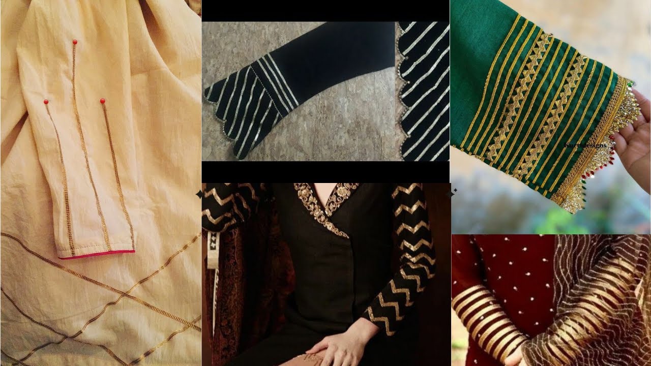 Gota work on stylish sleeves design | gota patti | gota patti work ...