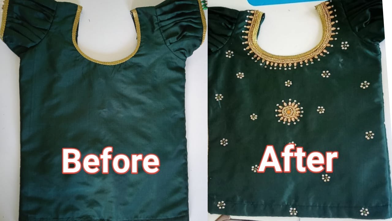 How To Make Easy Stone Work At Home || Stone Blouse Work || Kids Pattu ...