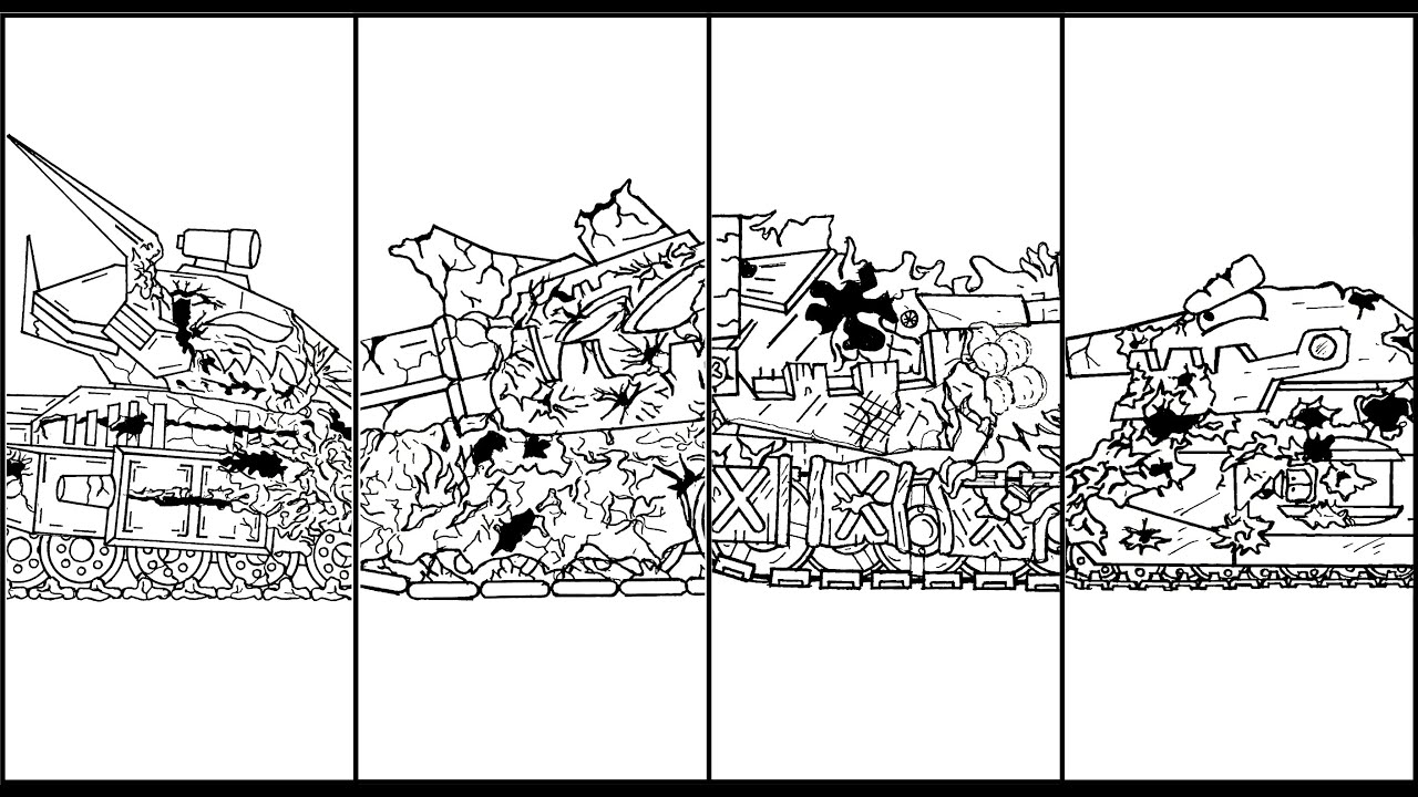 Drawing Destroyed Cartoon Tanks - Cartoons About Tanks - YouTube