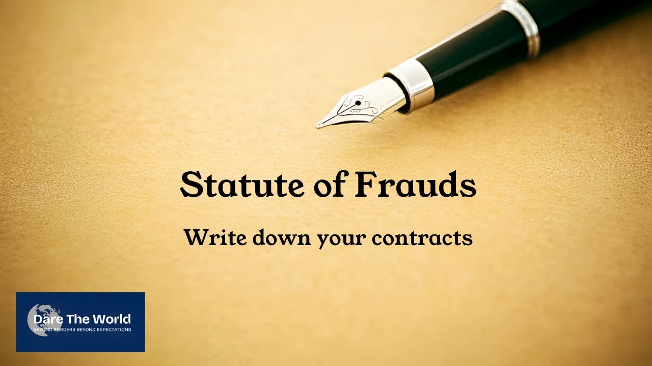 Statute of Frauds; write down your contracts - YouTube