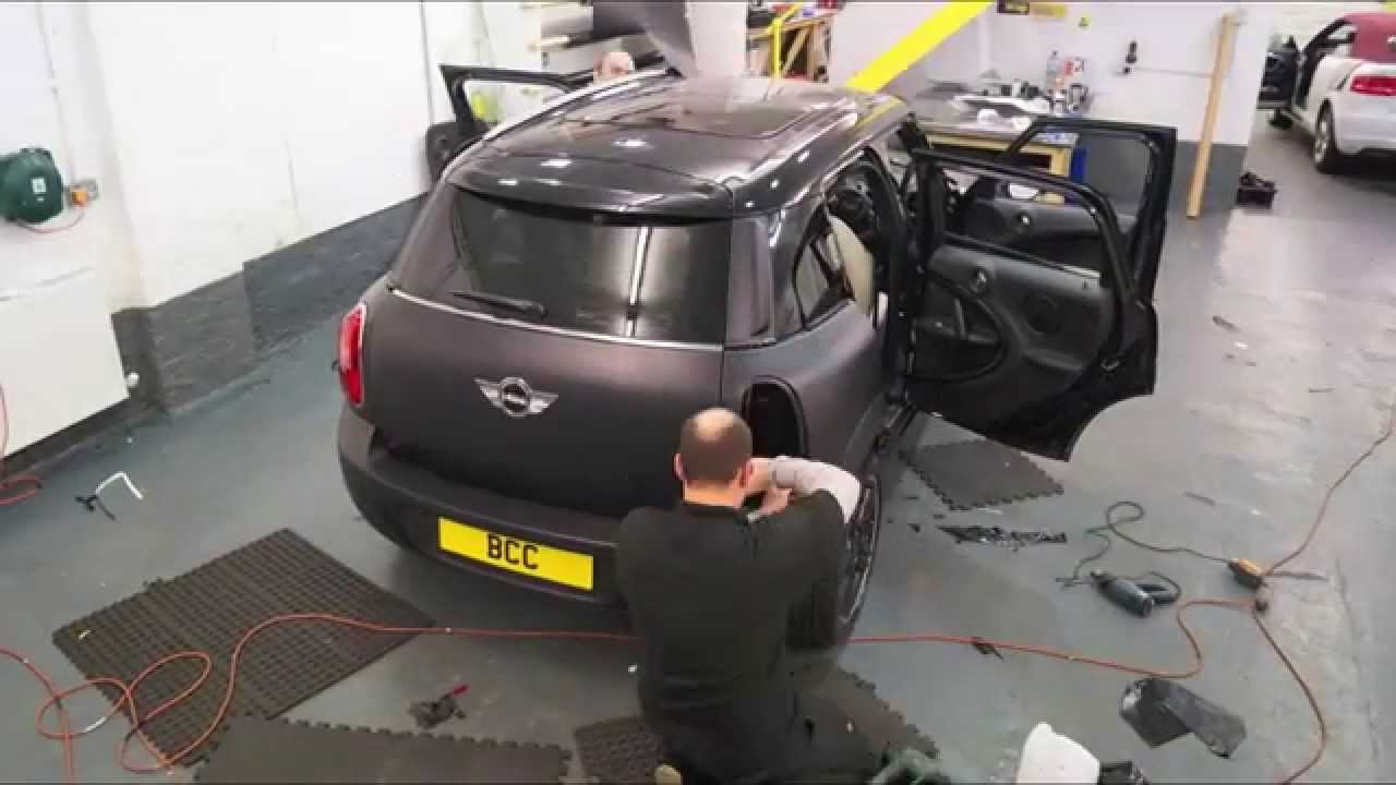 Satin Black Mini countryman wrap - YouTube