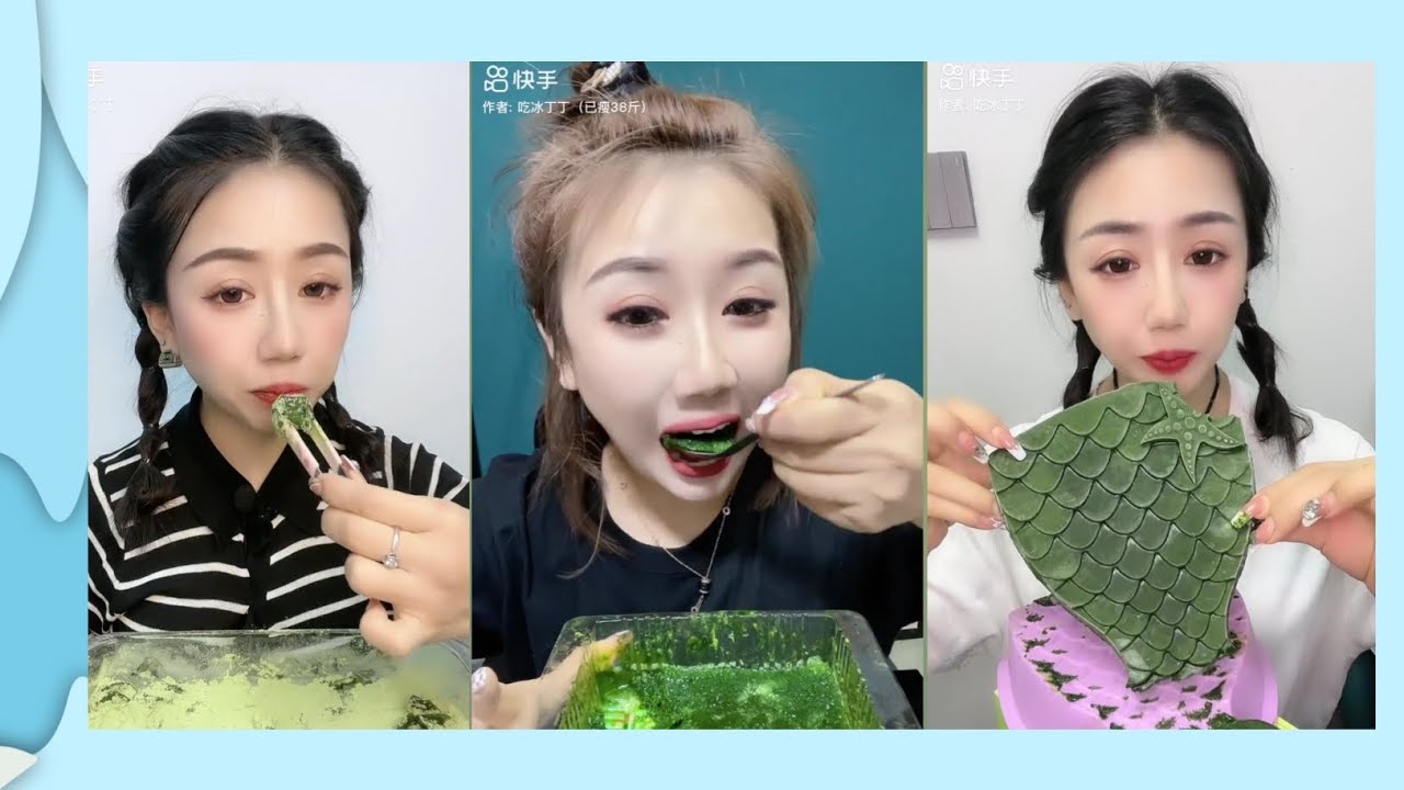 Crunchy sticky ice matcha asmr - YouTube