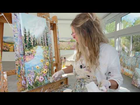 Wie man mehr Ideen bekommt/sammelt! Eine Wald-, See- & Blumenlandschaft malen mit Giselle Denis