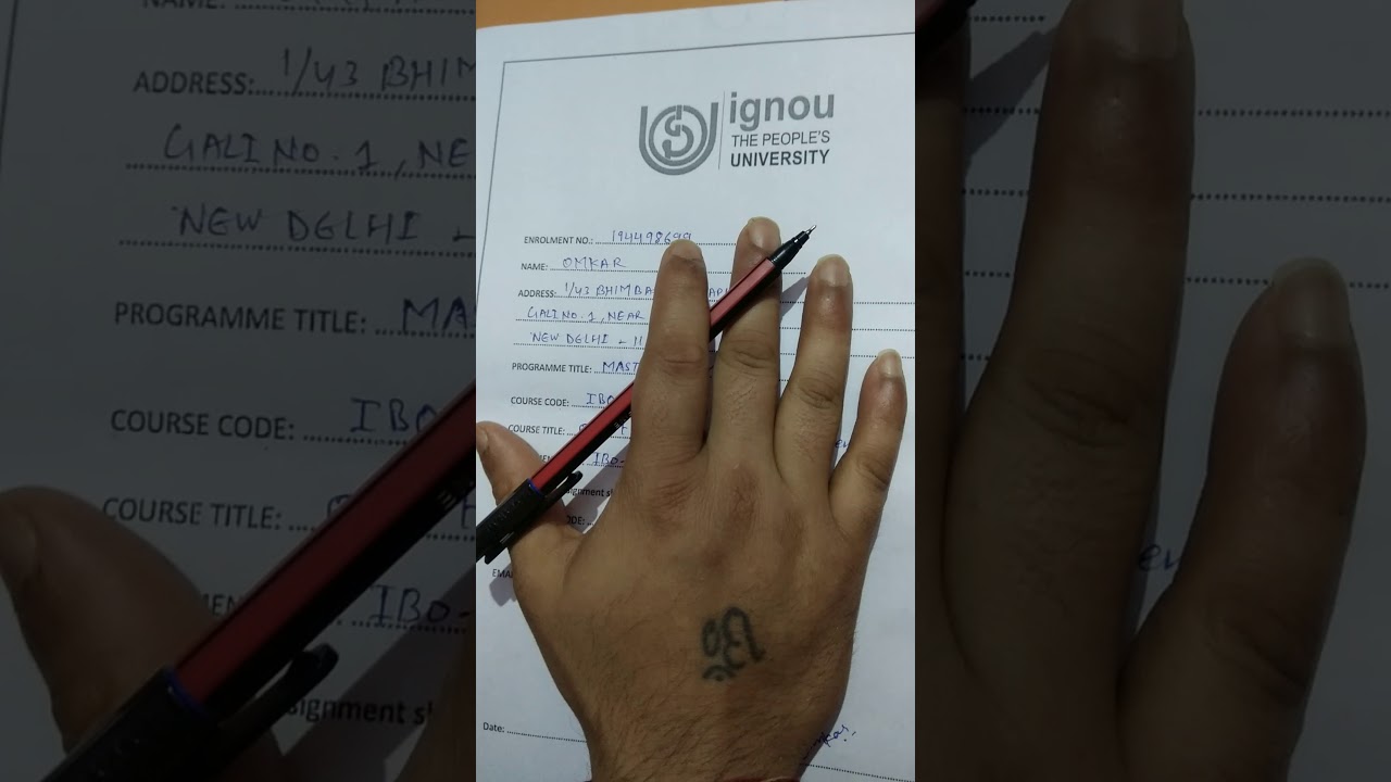 How to fill IGNOU cover page.2020#Ignou#education - YouTube