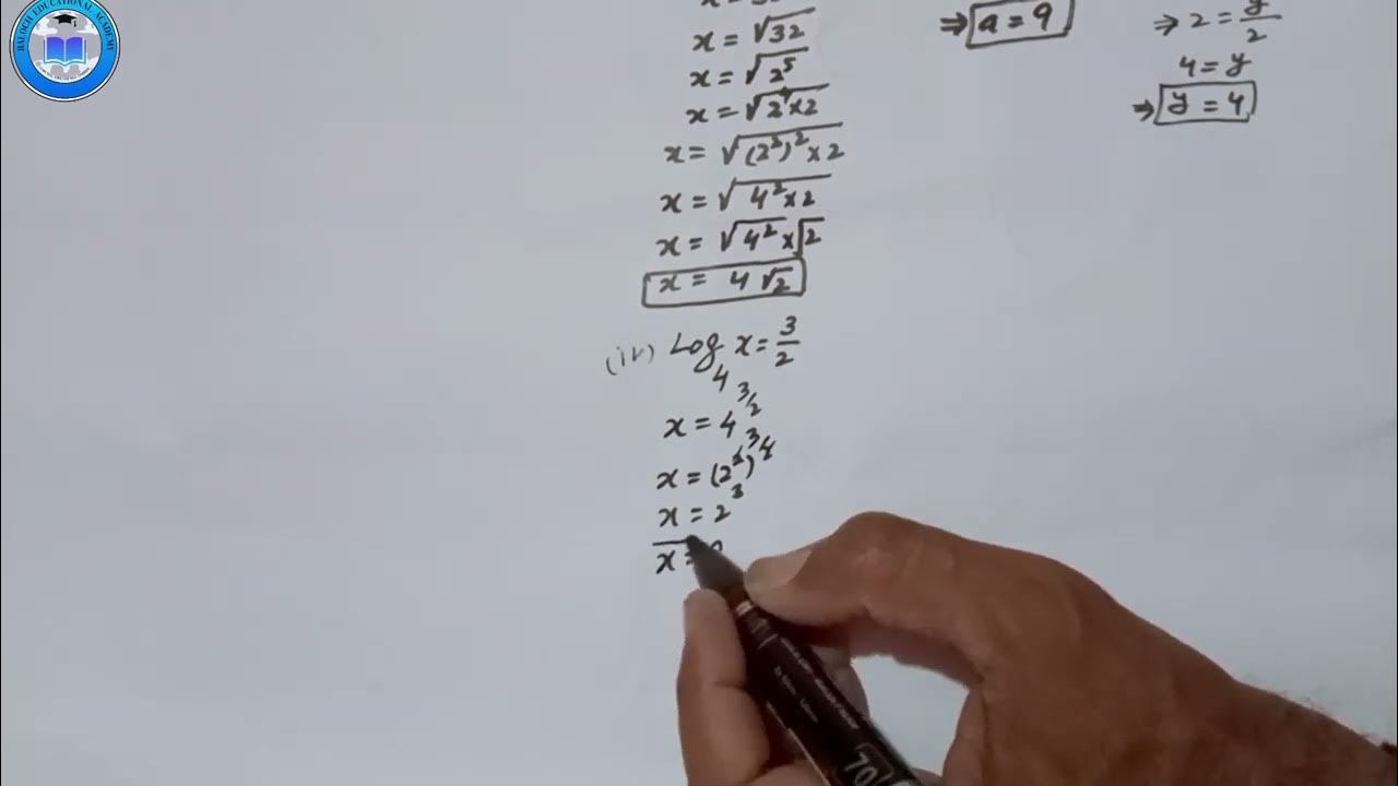 Class-ix/Mathematics:/Logarithm/Ex..2.2:Q.3: Find the unknown in the following://By Sir Rahim ...