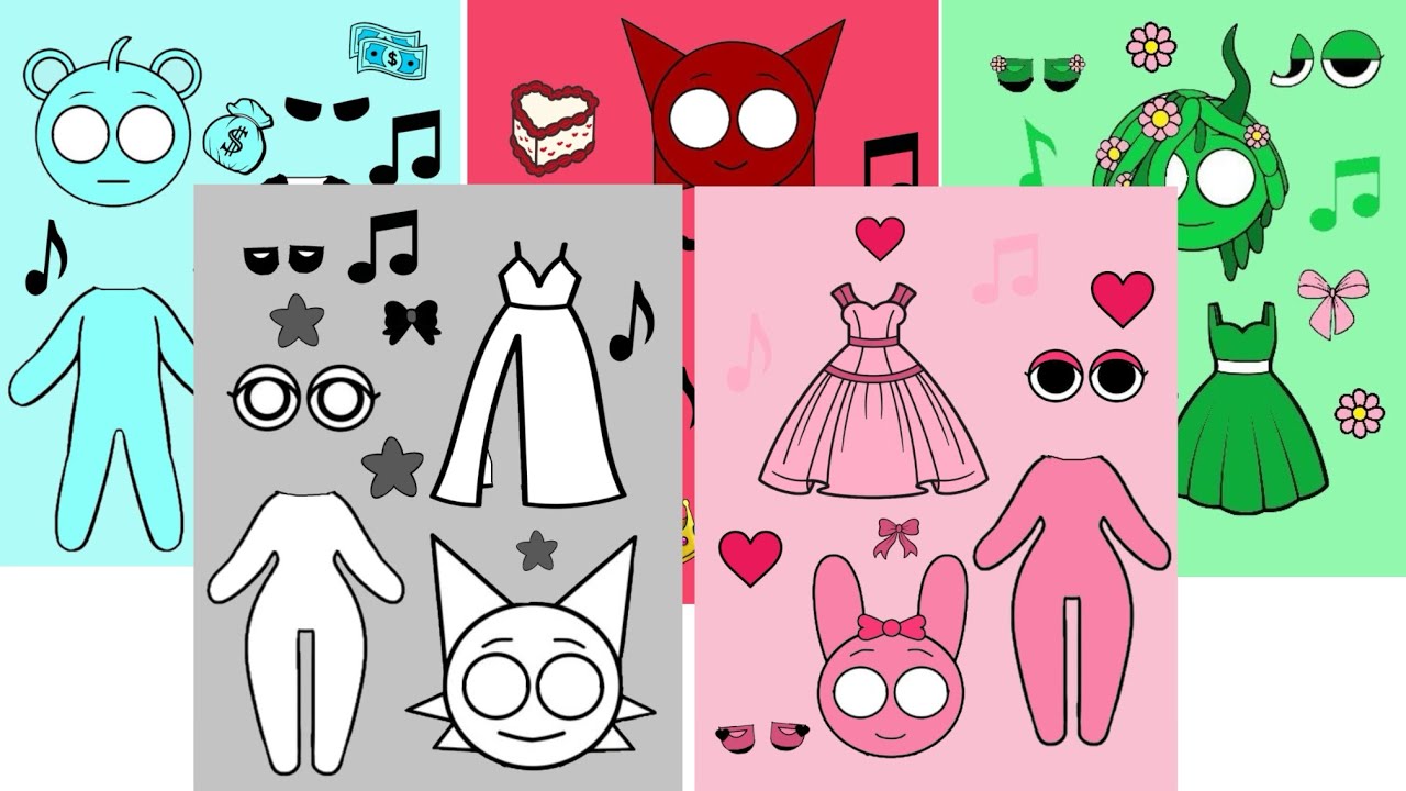 SPRUNKI DRESS UP STICKER PAPER DIY #sprunki - YouTube