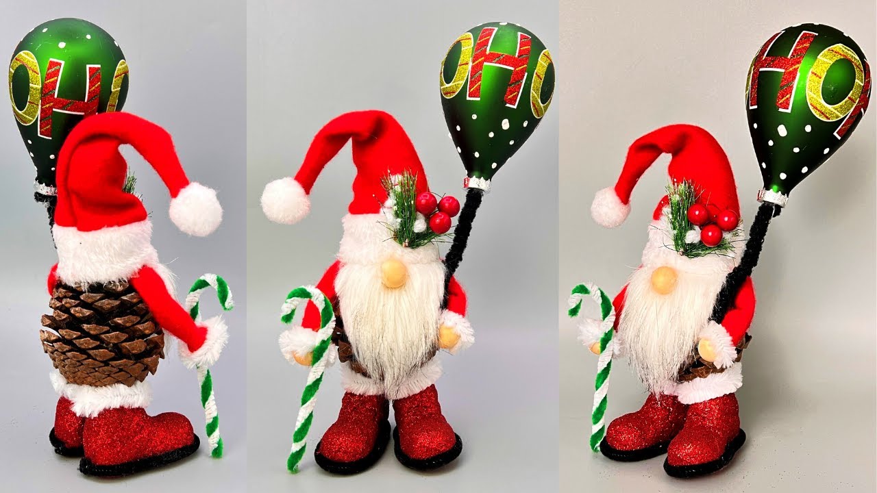 DIY Pine Cone Christmas Gnomes! Decoratiuni de Craciun! Gnom de Crăciun ...