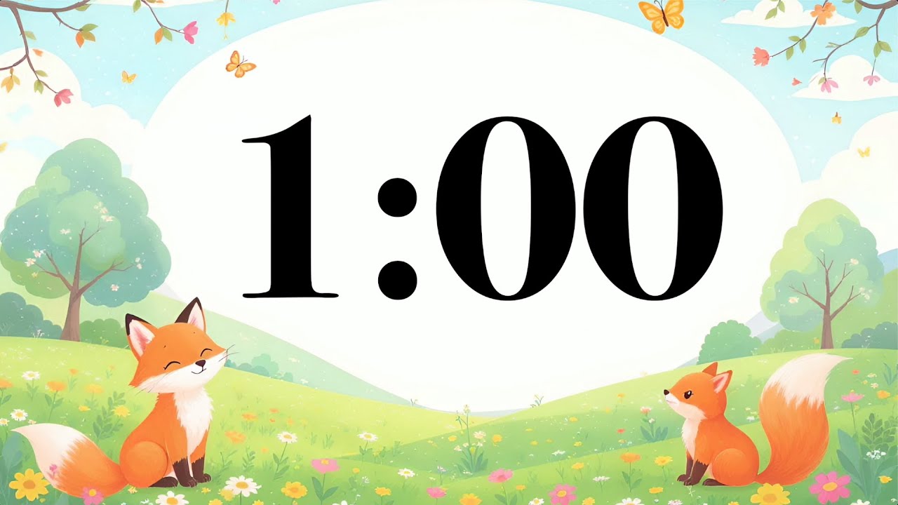 1 Minute Timer with Cute Animals and Nature | Happy Acoustic Music ...