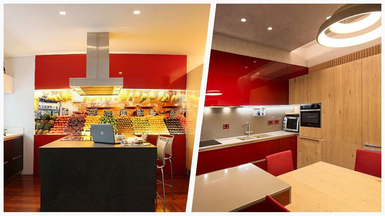 75 Red Kitchen With An Integrated Sink Design Ideas You'll Love 🎀 - YouTube